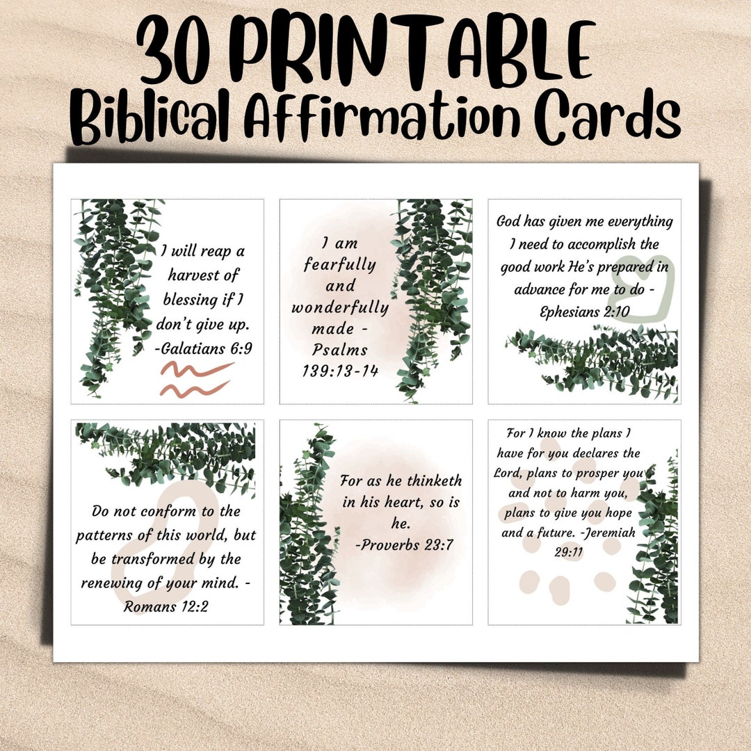 Christian Affirmation Cards, Bible Verse Printable (digital Download ...