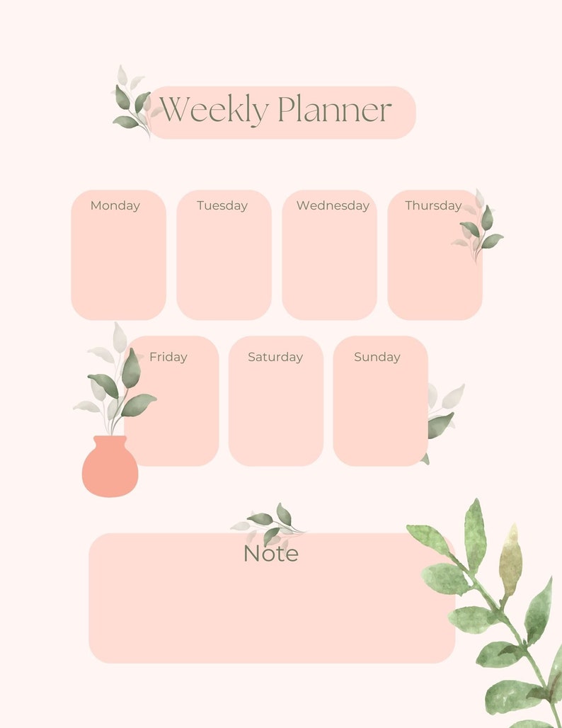 Weekley Planner Printable, Instant Download, Keep Your Week Organized ...
