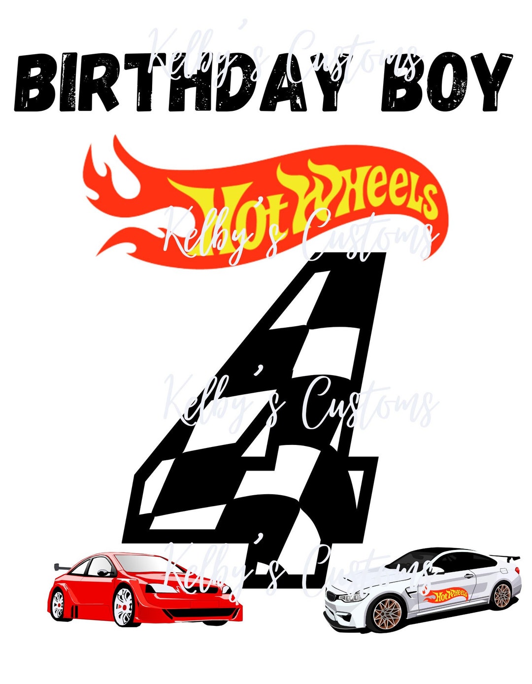 Hot Wheels 4th Birthday PNG - Etsy