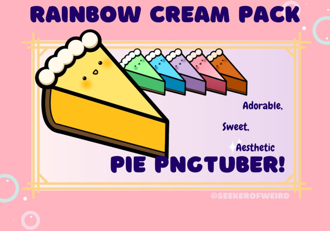 Pie Pngtuber Model - Rainbow Cream Pack - Dessert Sticker Badge ...