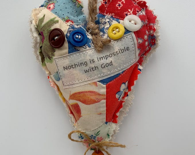 Hanging Heart, Lavender, Faith Based, 'nothing is Impossible With God ...