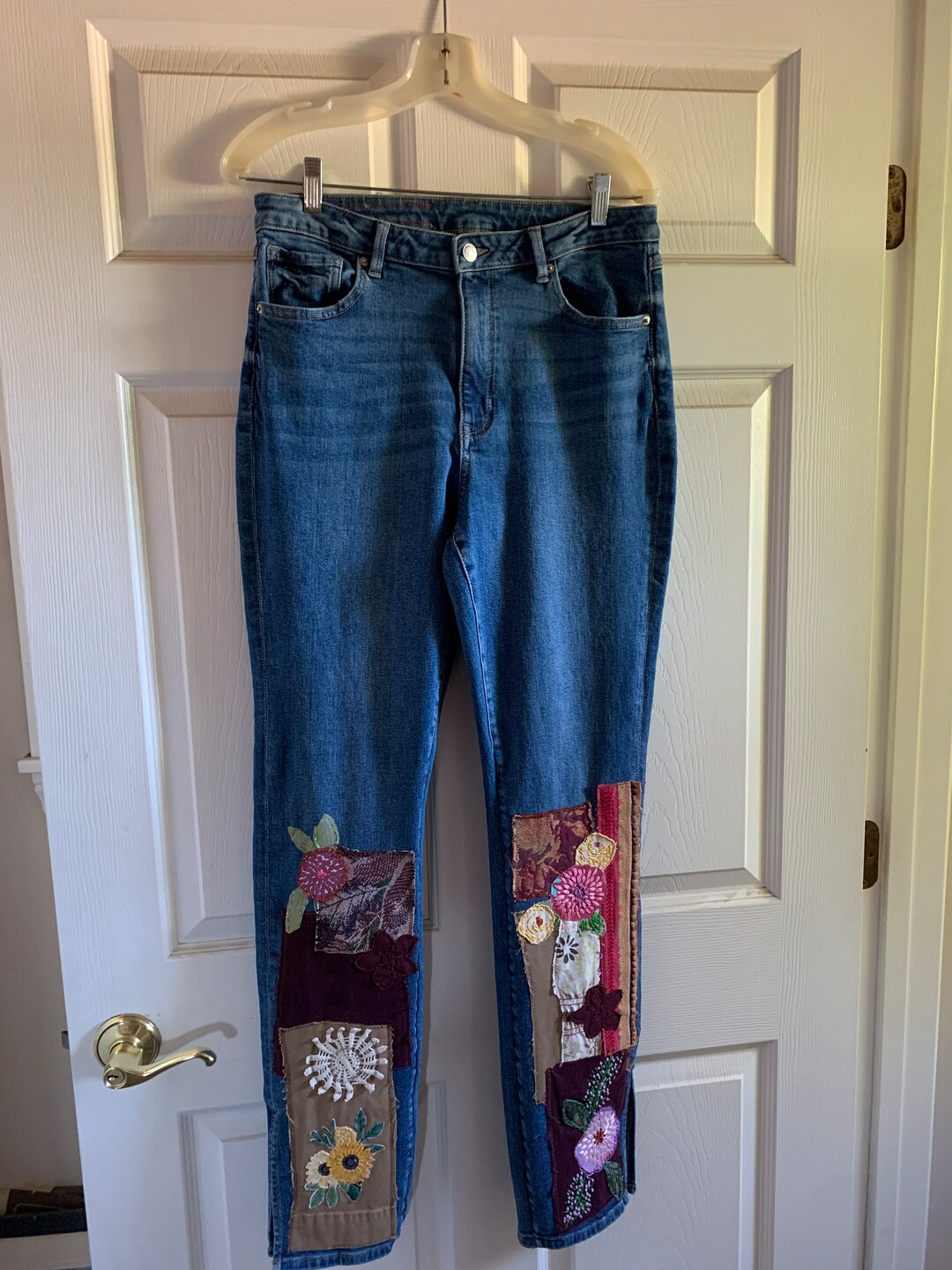 Upcycled Patched Jeans, Womens Size 31 Jeans, Festival Jeans, Boho ...