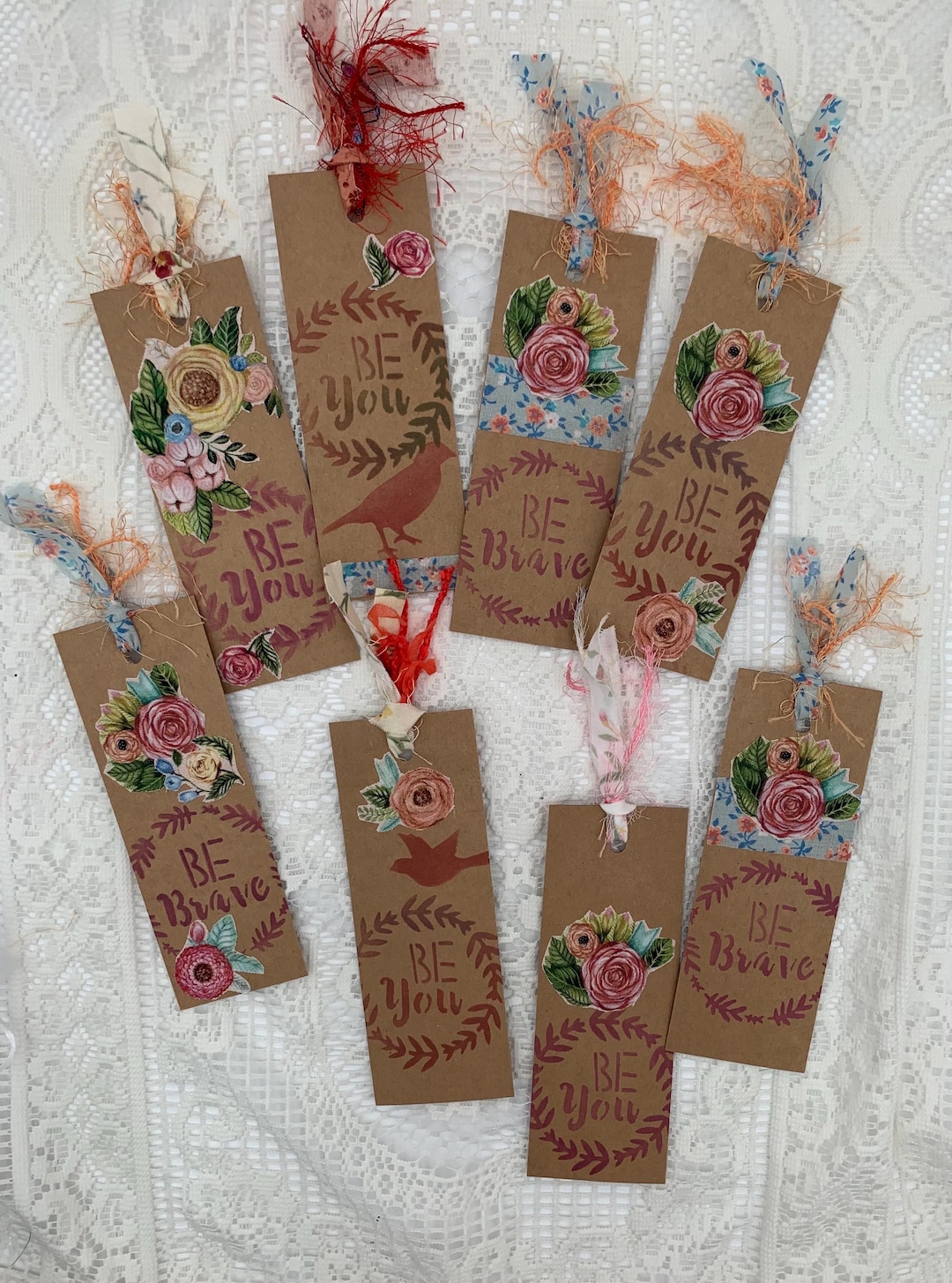 Handmade Fabric Gift Tags / Bookmarks – Set of 8 | Positive Word Tags ...