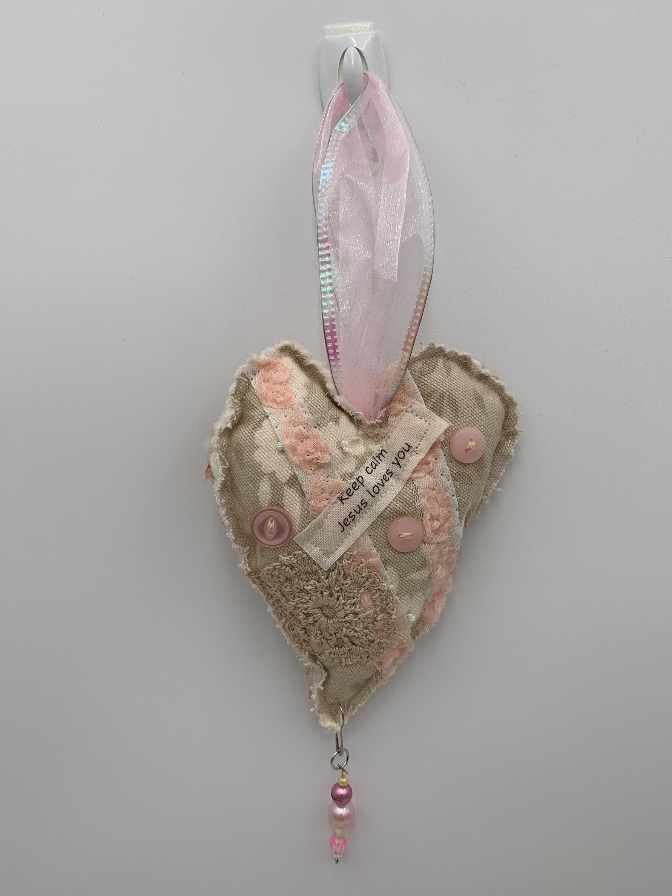 Hanging Heart, Lavender, Faith Based, Handmade, Upcycled, Heart With ...