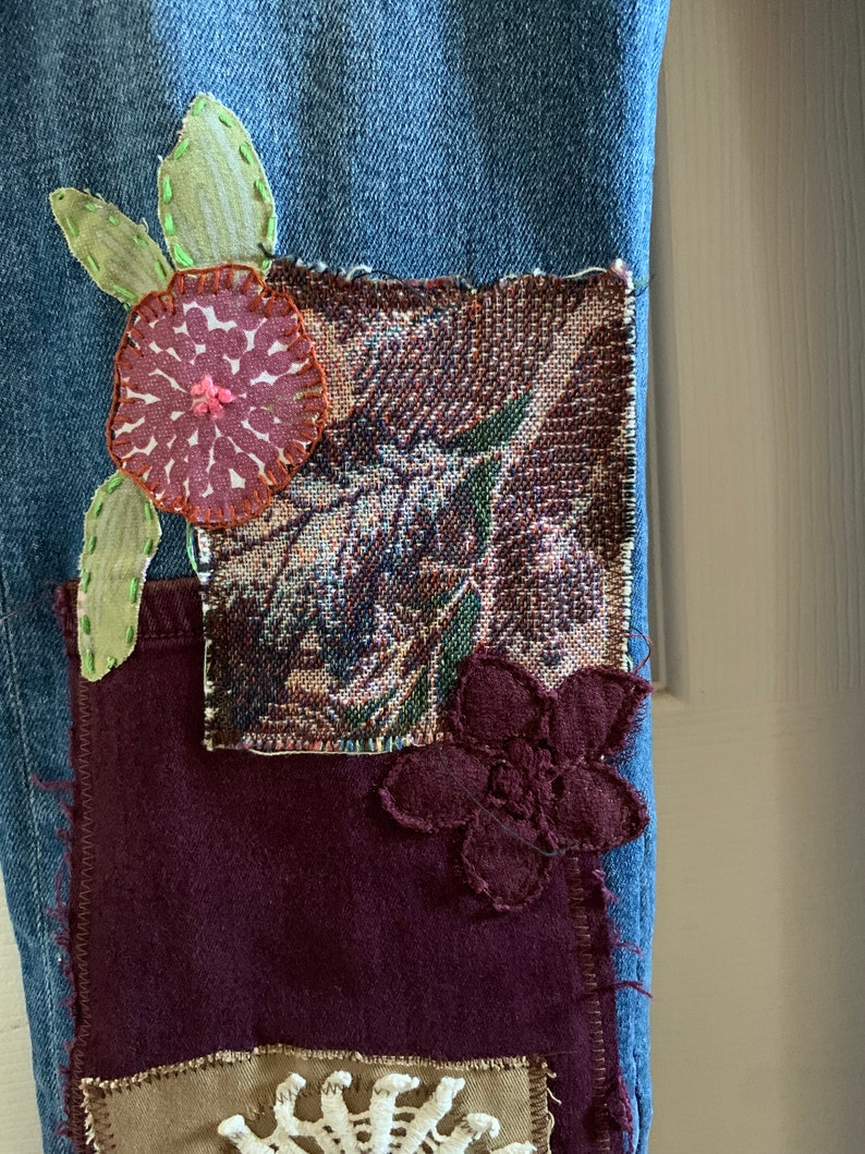 Upcycled Patched Jeans, Womens Size 31 Jeans, Festival Jeans, Boho ...