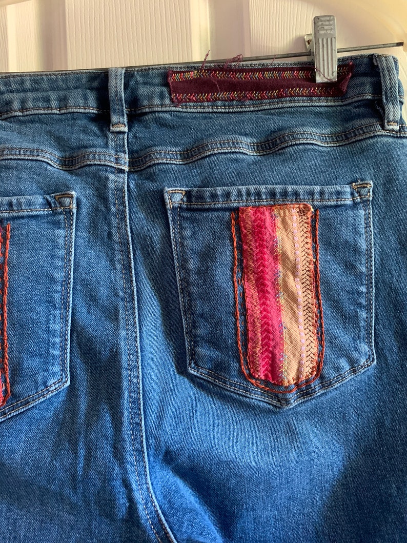 Upcycled Patched Jeans, Womens Size 31 Jeans, Festival Jeans, Boho ...