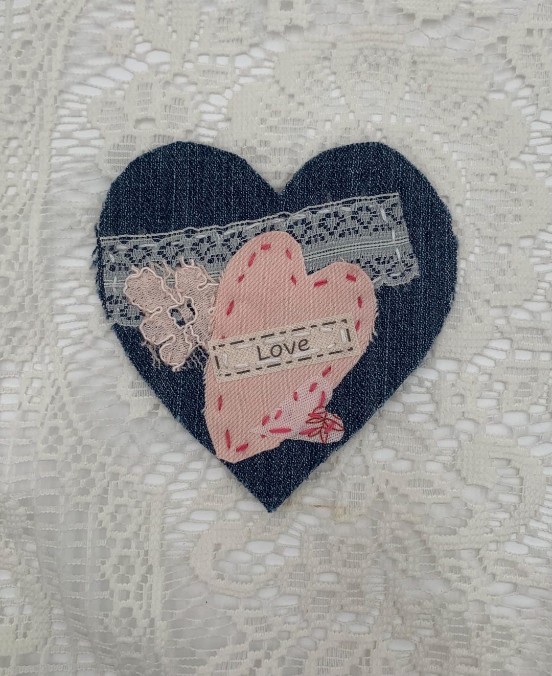 Denim Patch for Jeans, Heart Patch, Sew on Patch, Hand Sewn Patch ...