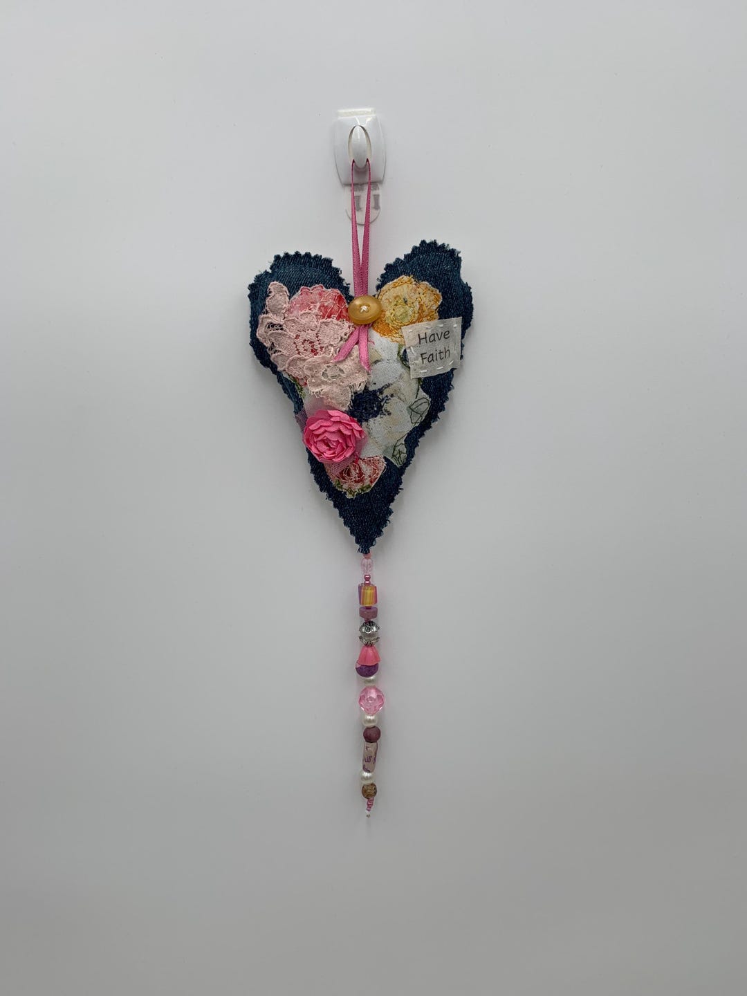 Hanging Heart, Faith Based Heart, Hand Embellished Heart, Heart With ...