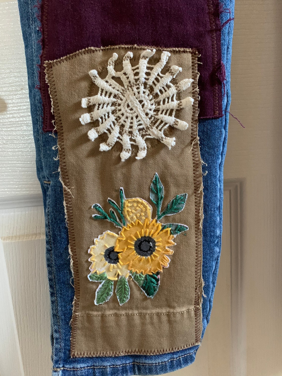 Upcycled Patched Jeans, Womens Size 31 Jeans, Festival Jeans, Boho ...