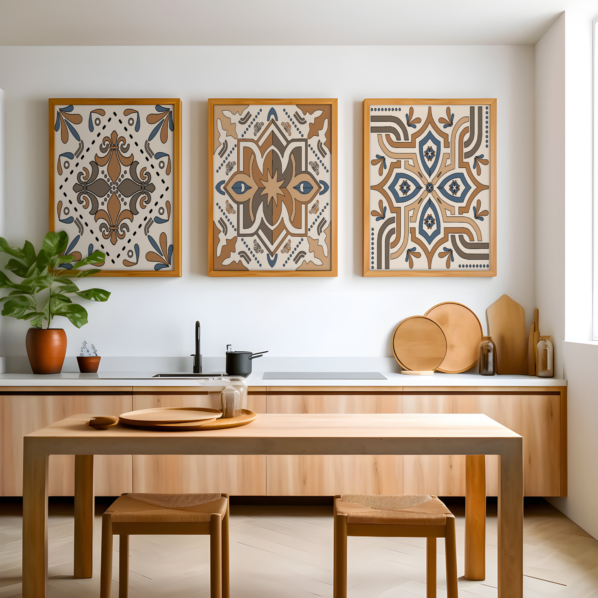 Moroccan Tiles Print Set of 3, North African Art Posters, Digital Tile ...