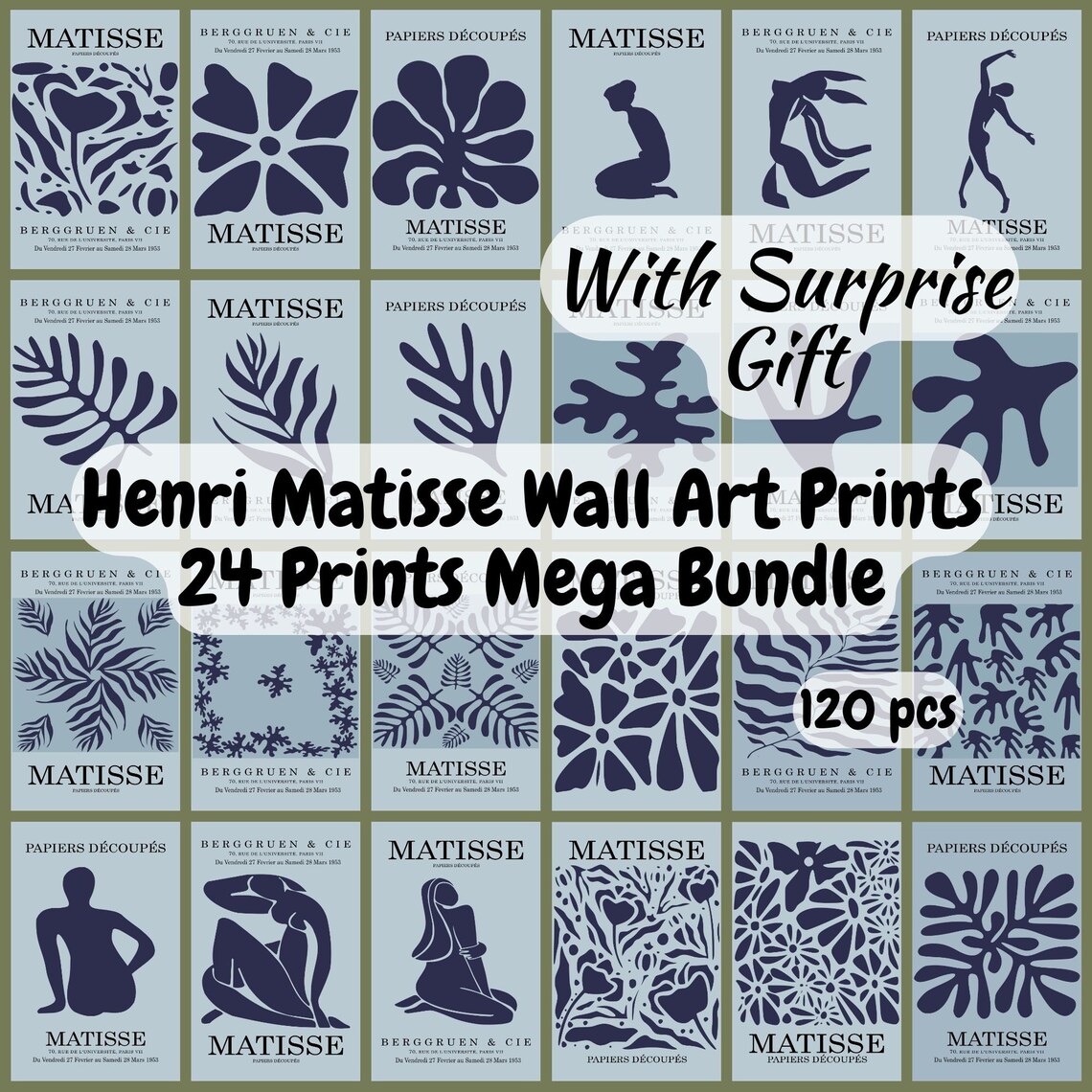 Henri Matisse Mega Bundle Set of 24, Henri Matisse Blue Background and ...