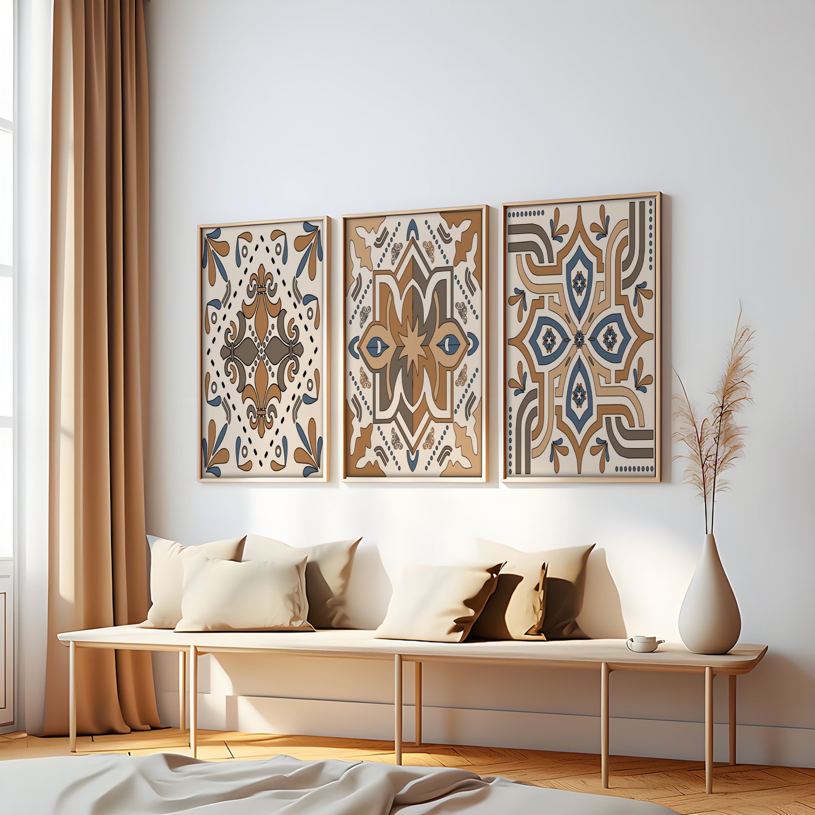 Moroccan Tiles Print Set of 3, North African Art Posters, Digital Tile ...