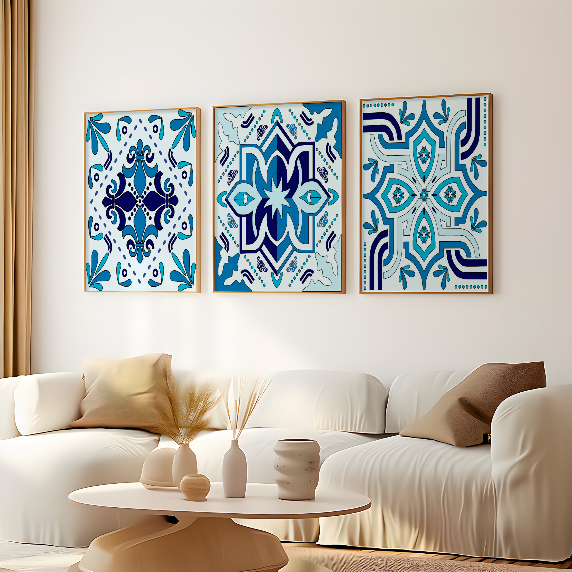 Ottoman Tiles Print Set of 3 Turkish Ceramic Digital Tile - Etsy
