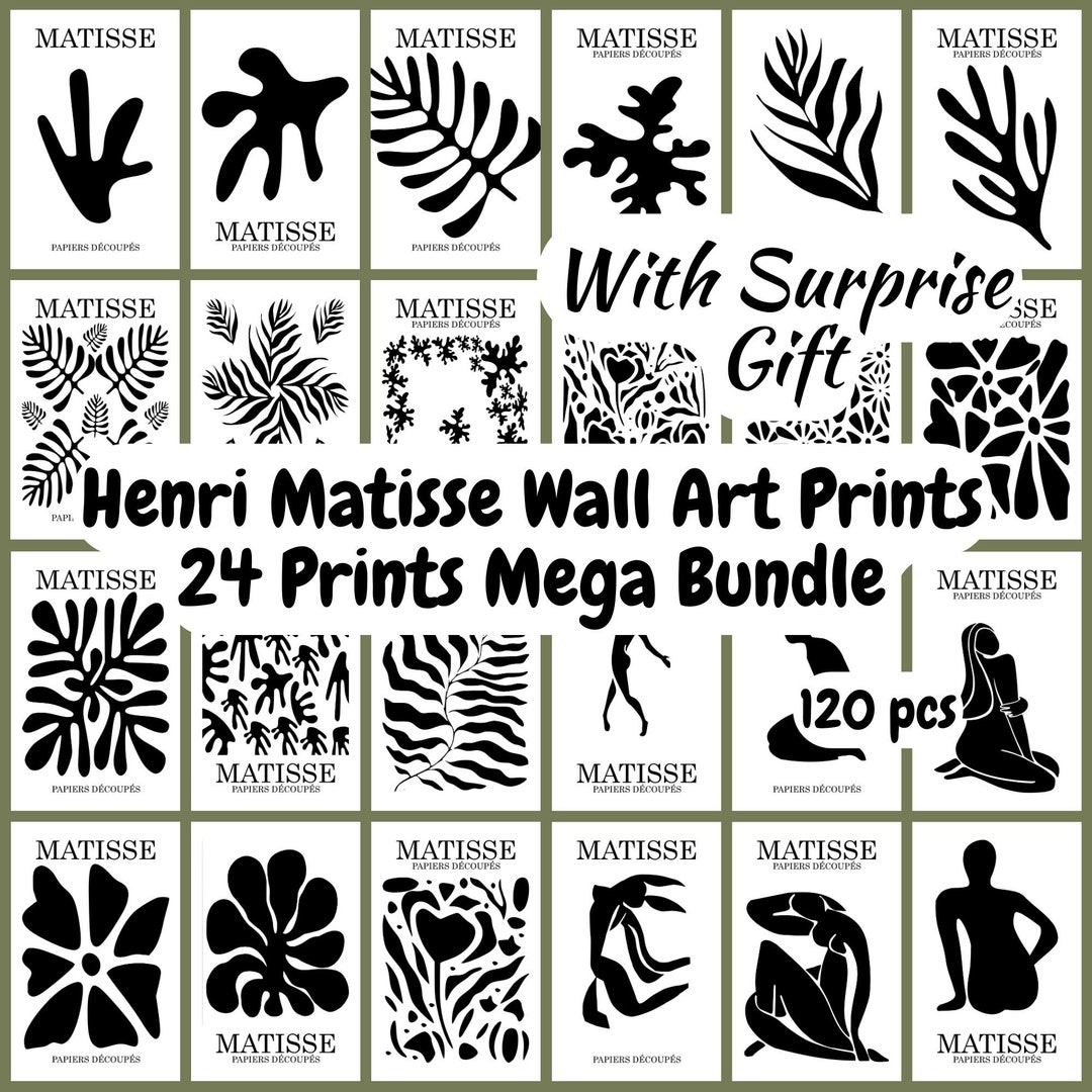 Henri Matisse Set of 24, MEGA Bundle, Henri Matisse Black Poster ...