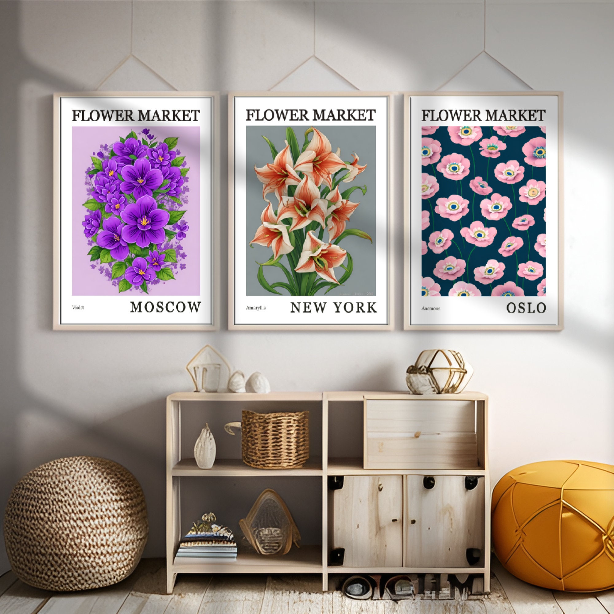Flower Gallery Wall Set, Flower Market Prints, Trendy Floral Posters ...