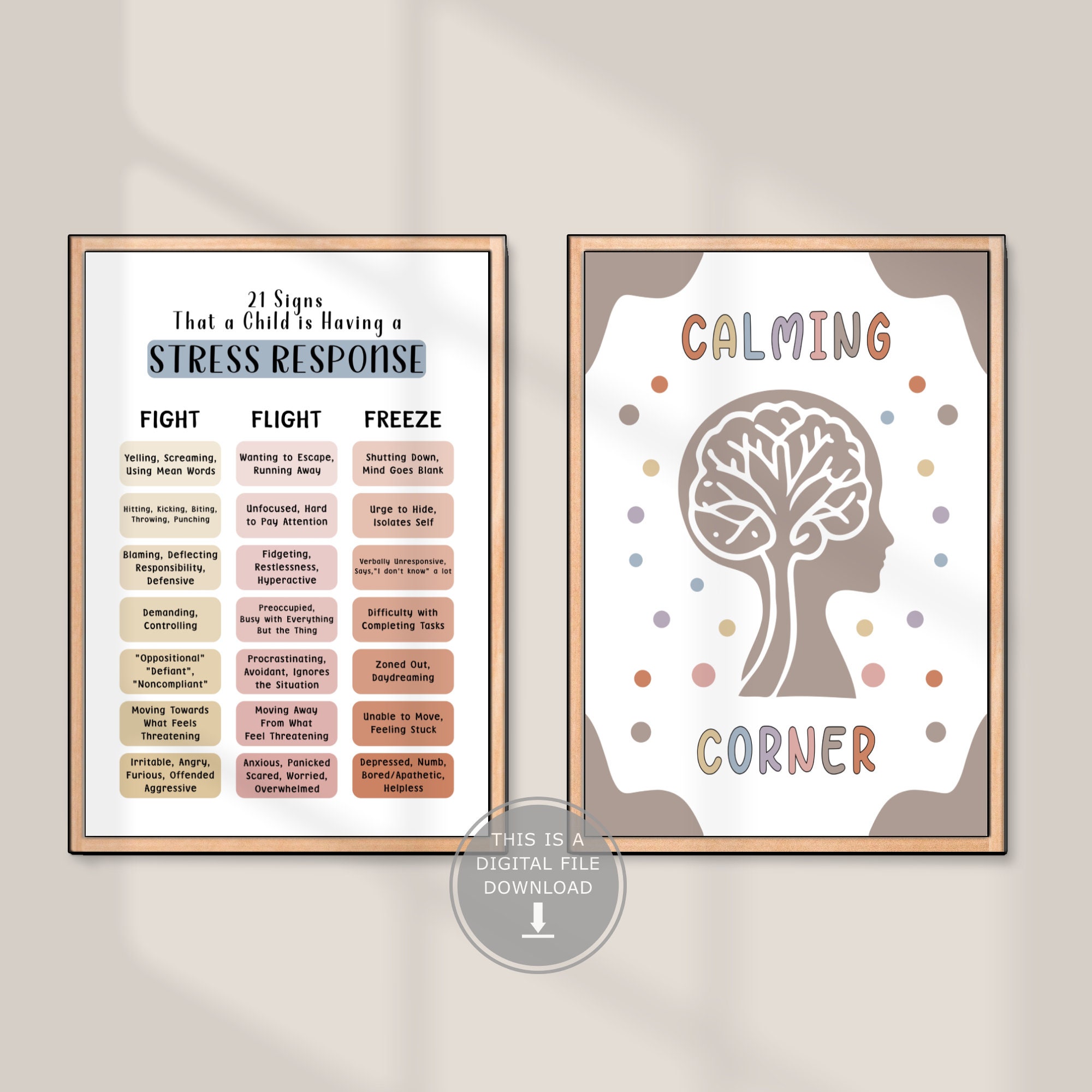 Calming Technique Classroom Decor Set of 6, Stress Response, 9 Things ...