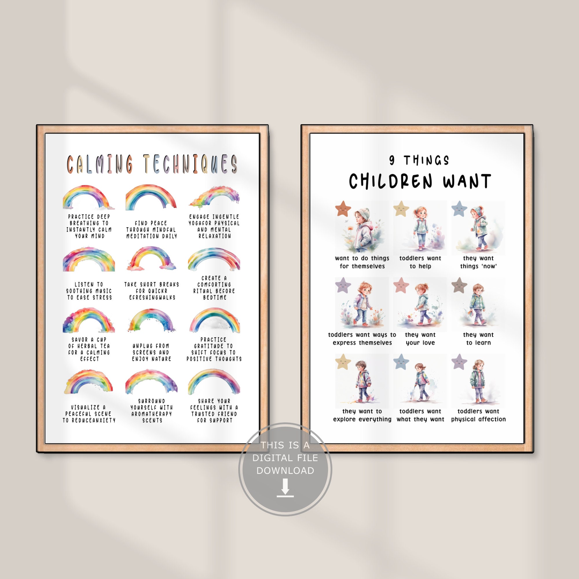 Calming Technique Classroom Decor Set of 6, Stress Response, 9 Things ...