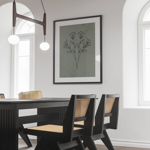 Sage Green Wild Flowers Floral Line Art Minimal Line - Etsy