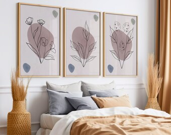 Watercolor Botanical Print Set of 3, Floral Printable Art, Gallery Wall ...