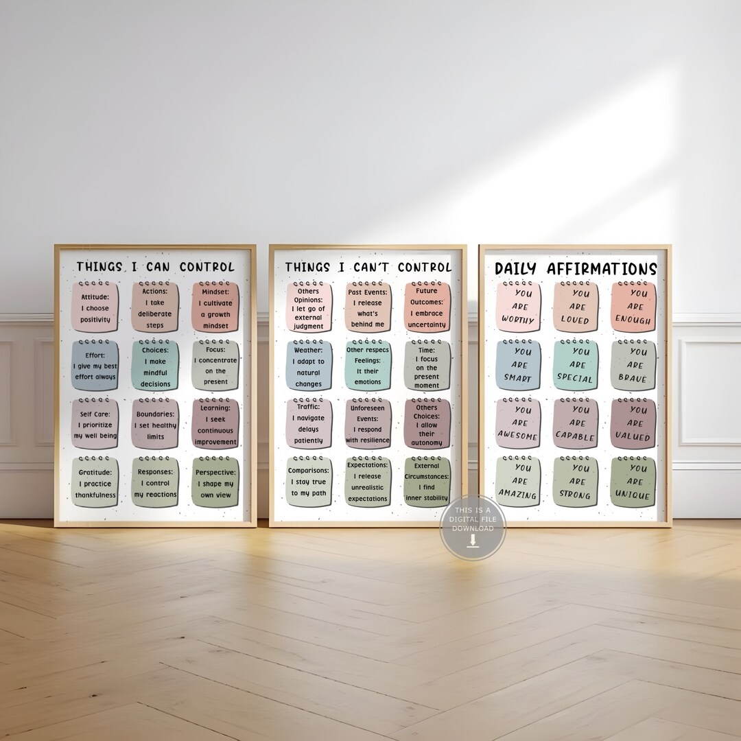 Mental Health Poster Set of 3, Things I Can Control Decor, Things to ...