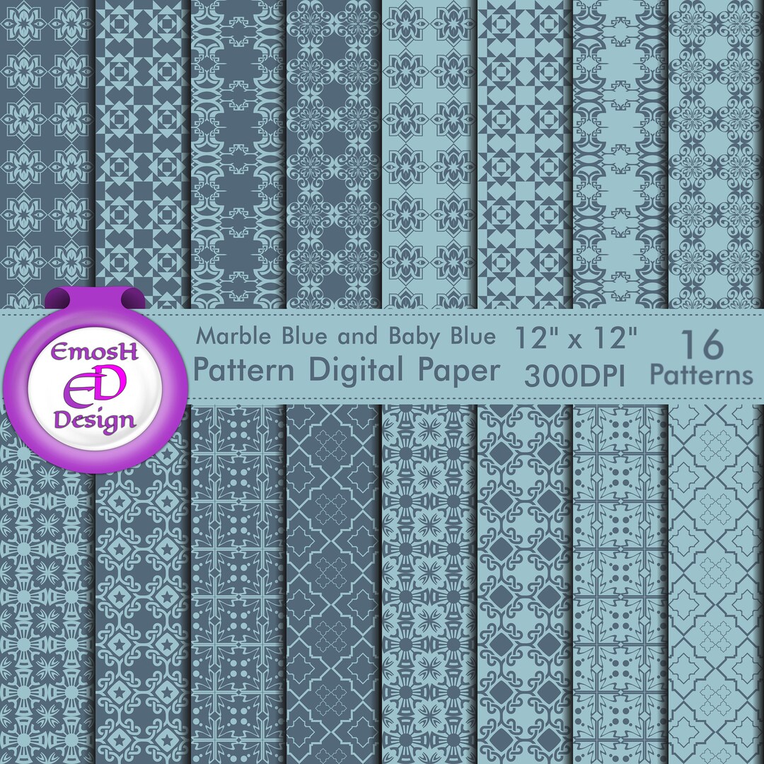 Marble Blue and Baby Blue Pattern Digital Paper, Marble Blue and Baby Blue Collection Digital ...