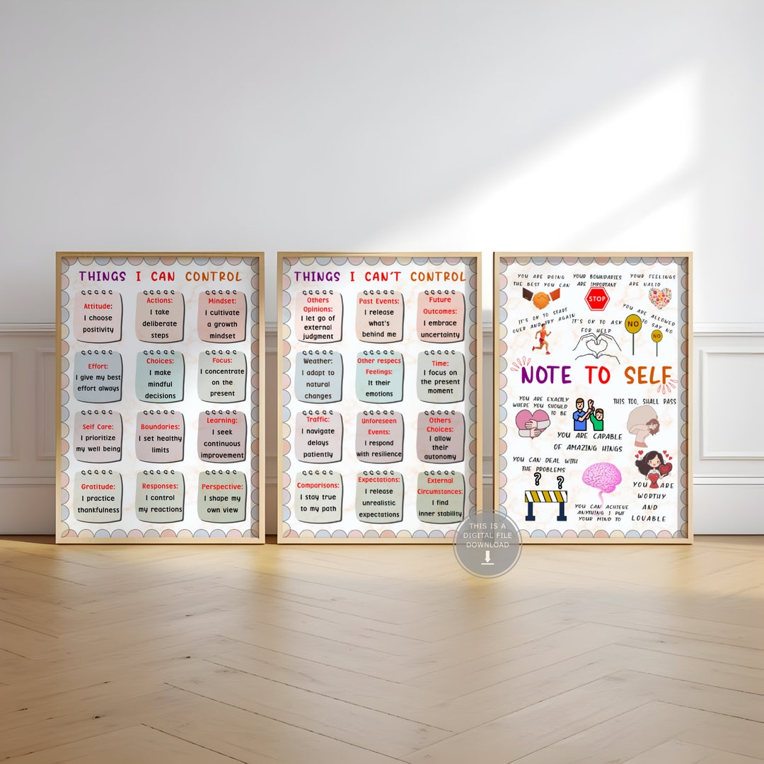 Mental Health Poster Set of 3, Things I Can Control Decor, Things I Can ...