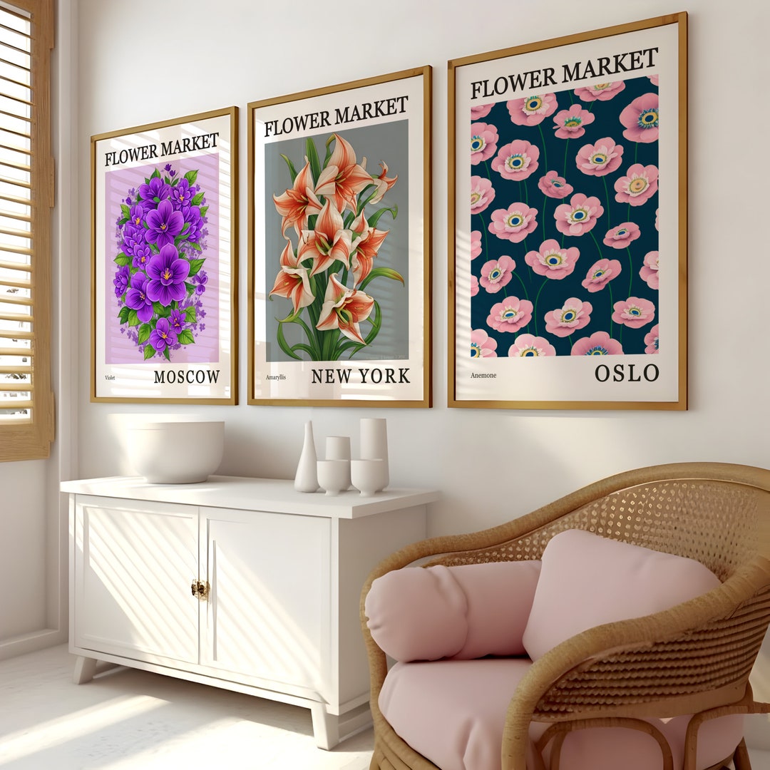Flower Gallery Wall Set, Flower Market Prints, Trendy Floral Posters ...