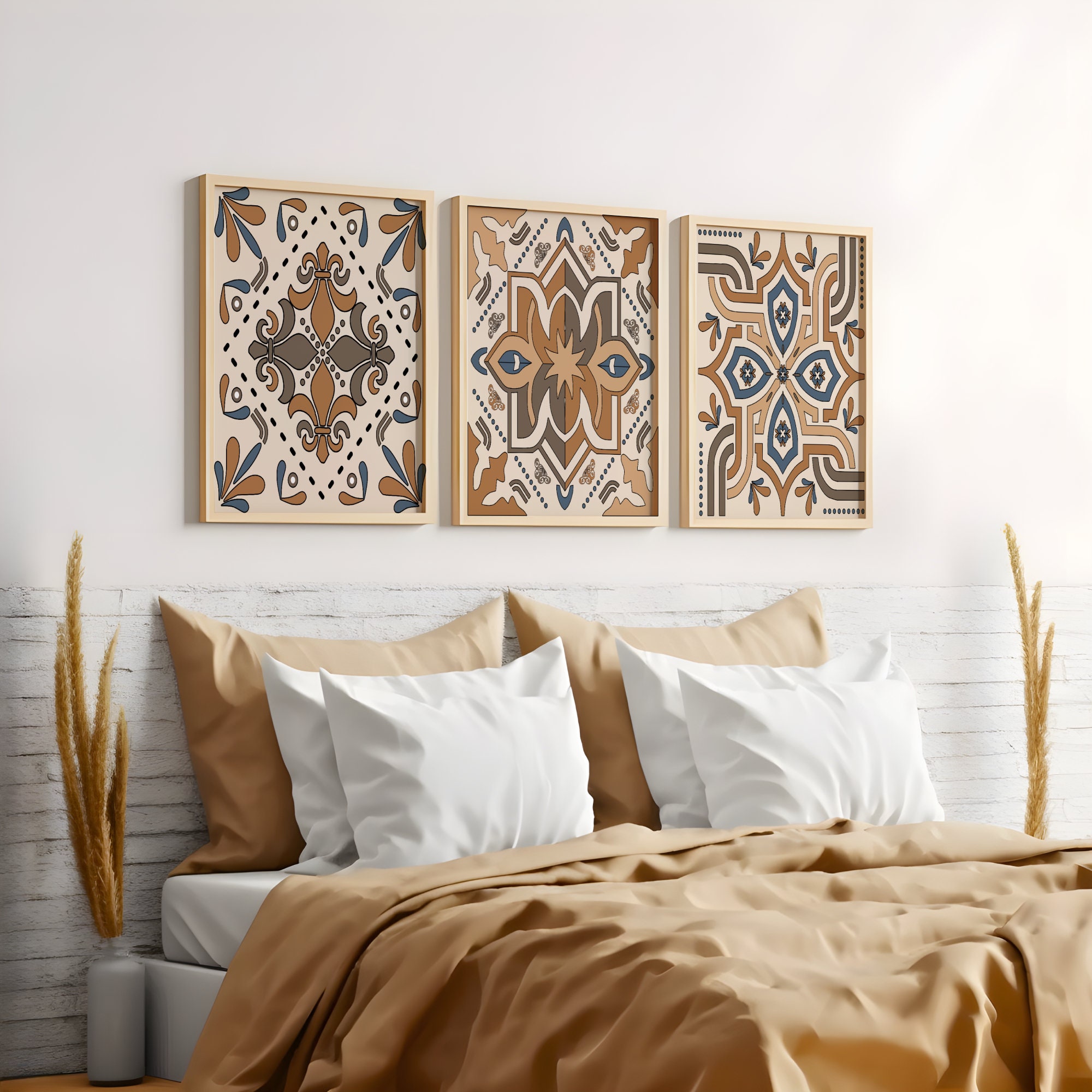 Moroccan Tiles Print Set of 3, North African Art Posters, Digital Tile ...