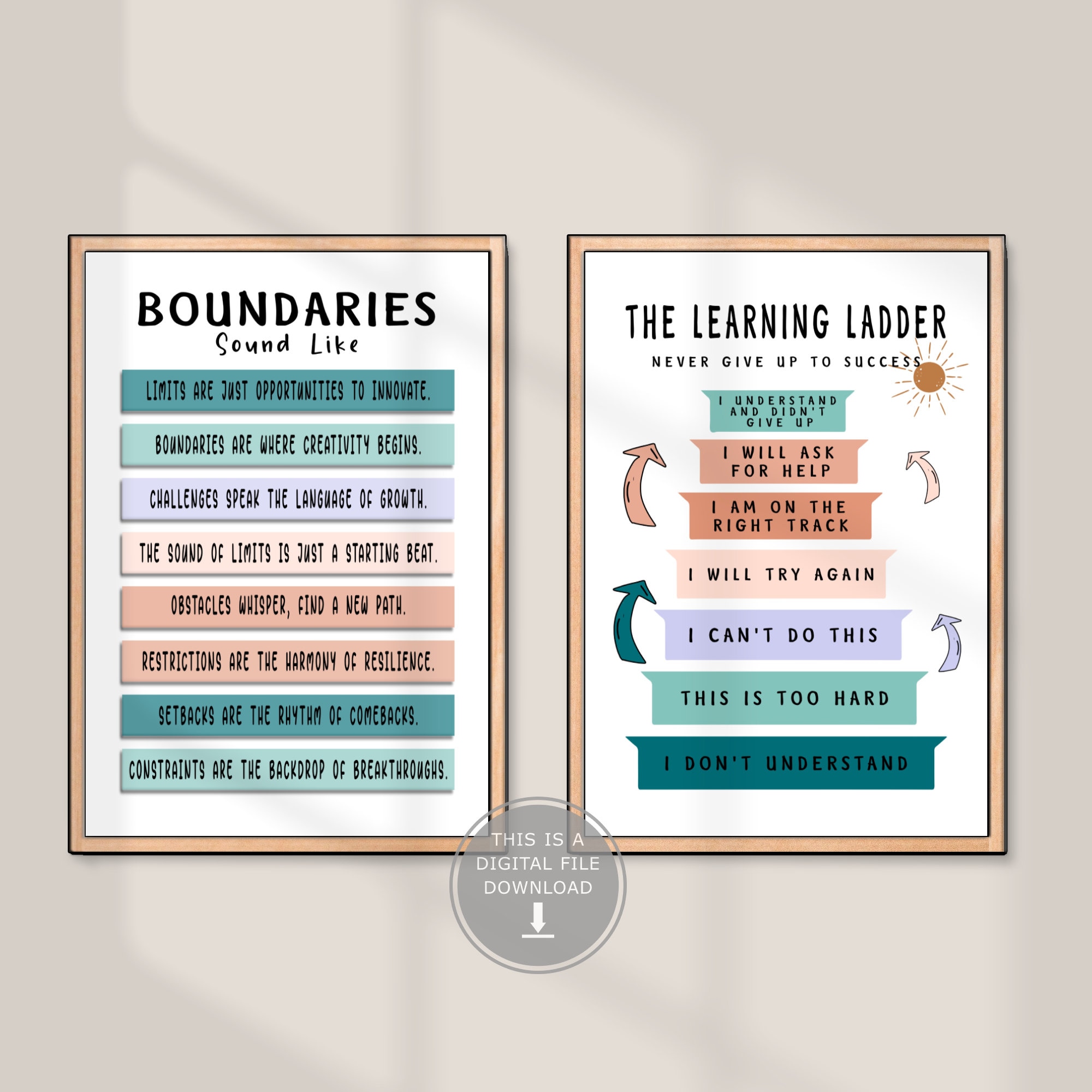 Daily Affirmations Kids Room Poster Set of 6, Boundaries Sound Like ...