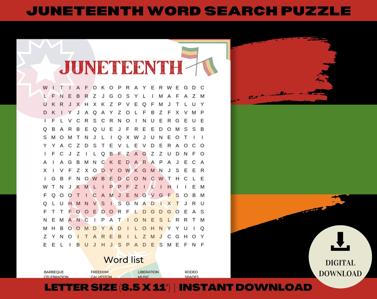 Juneteenth Word Search Puzzle Juneteenth Summer Word Search African ...