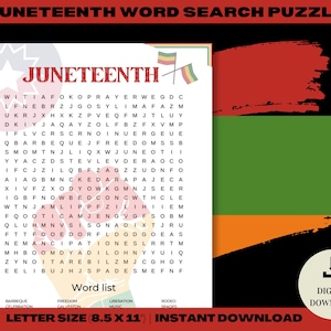Juneteenth Word Search Puzzle Juneteenth Summer Word Search African ...
