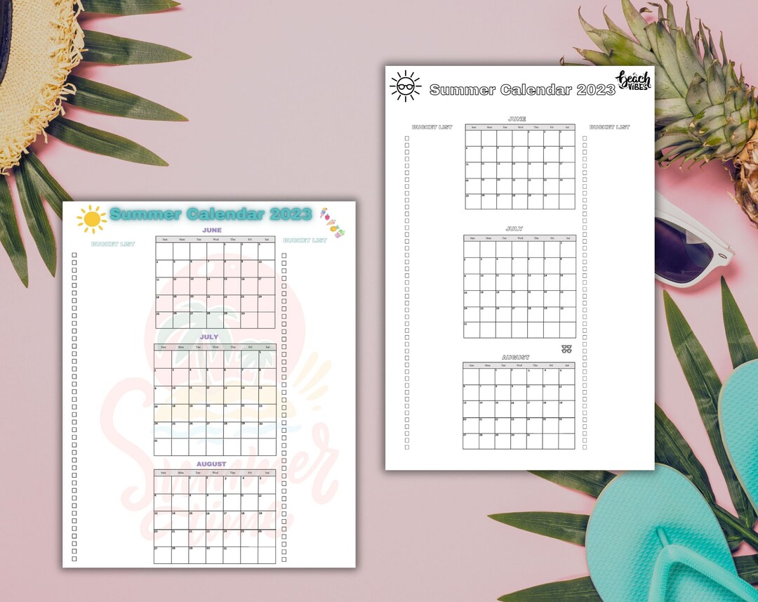 Summer Calendar Plan Fun Summer Bucket List Summer Tracker Fun Summer ...