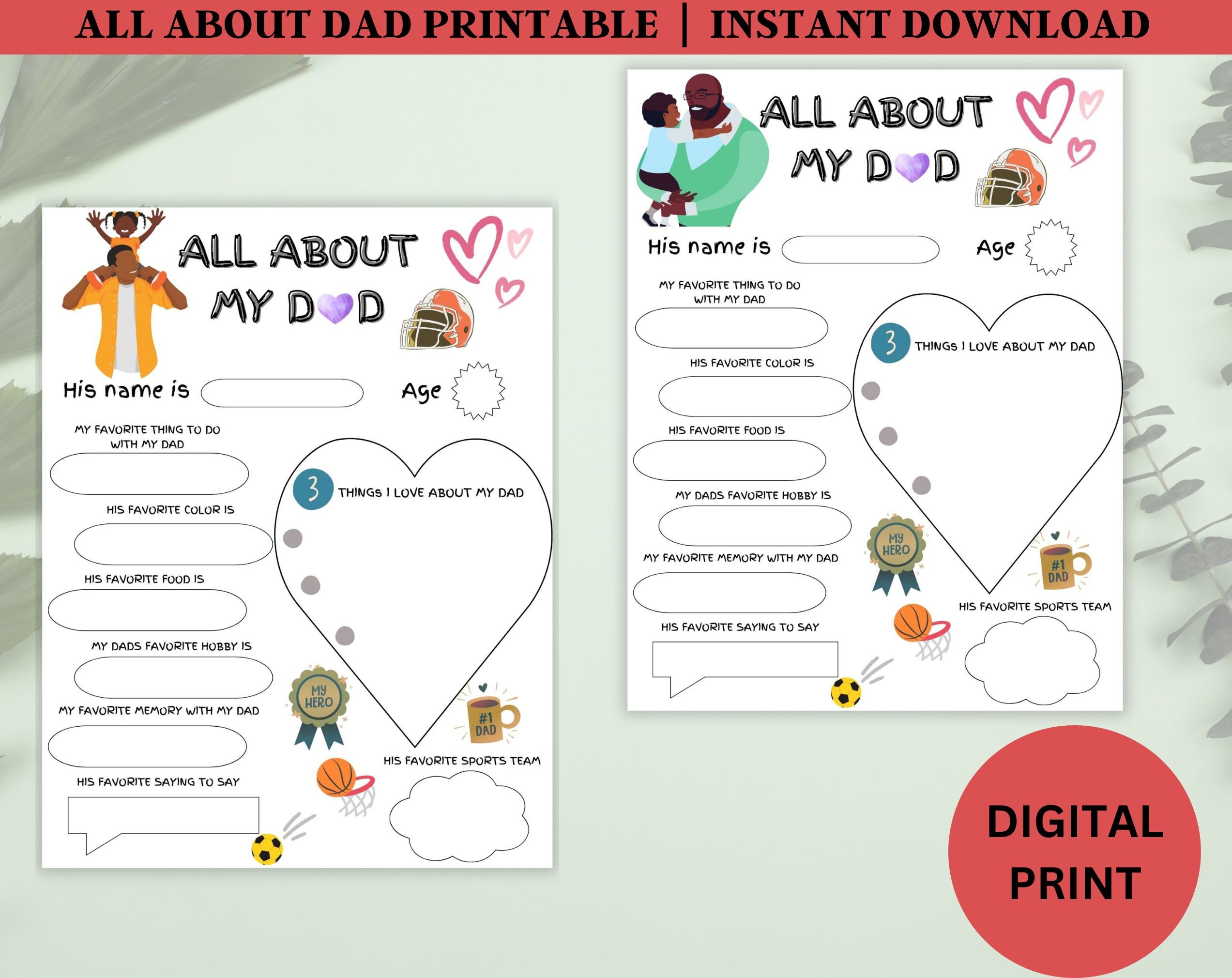 Fathers Day Printable for Sons Fathers Day Printable for Daughters ...