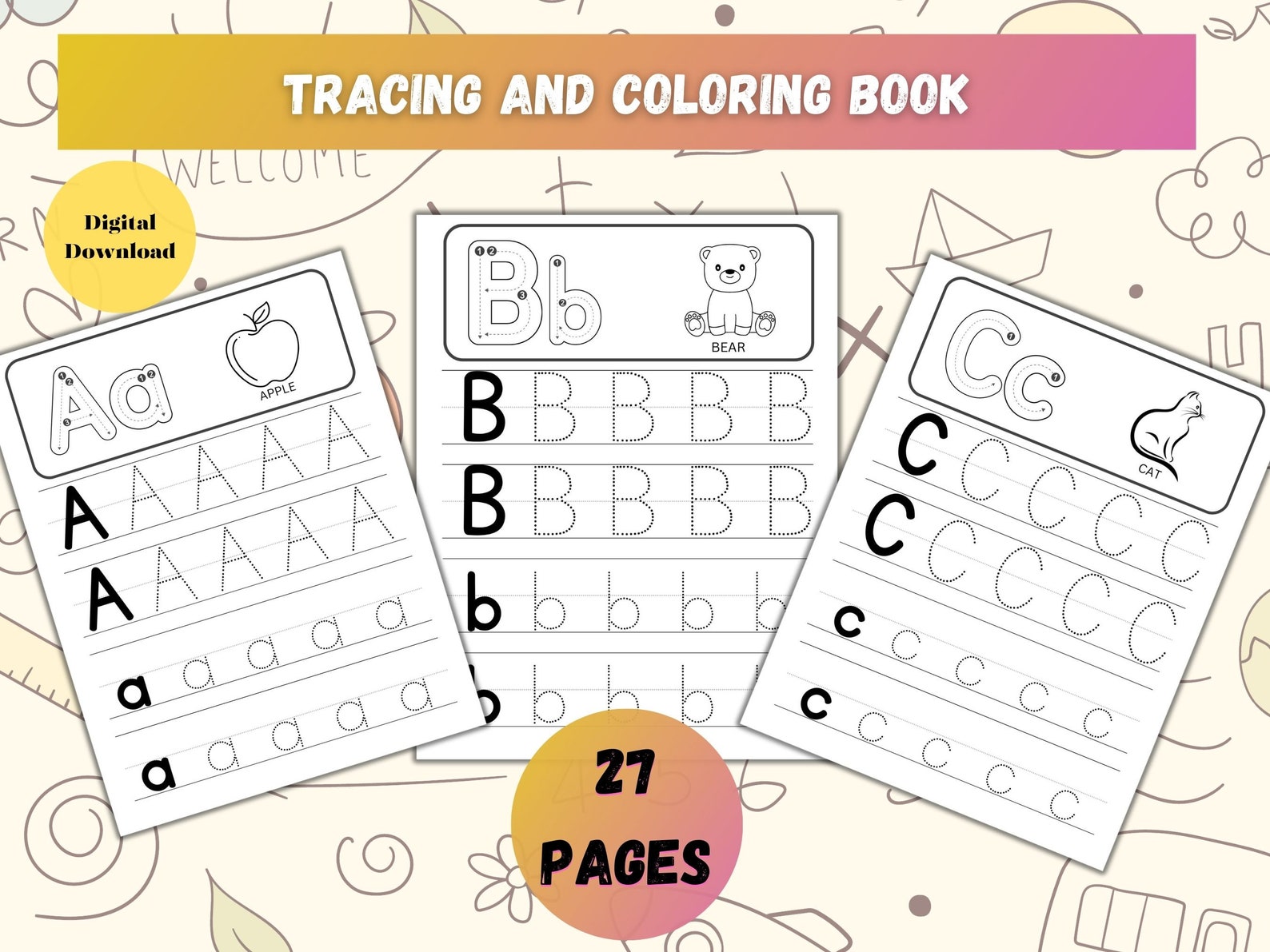 27 Printable Alphabet Tracing Coloring Pages Alphabet Tracing Worksheet ...