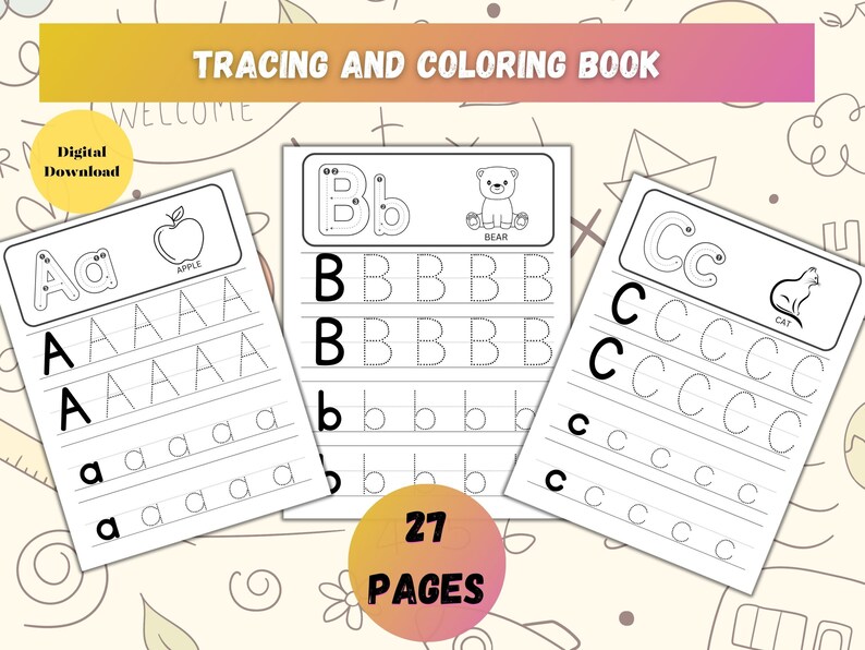 27 Printable Alphabet Tracing Coloring Pages Alphabet Tracing Worksheet ...