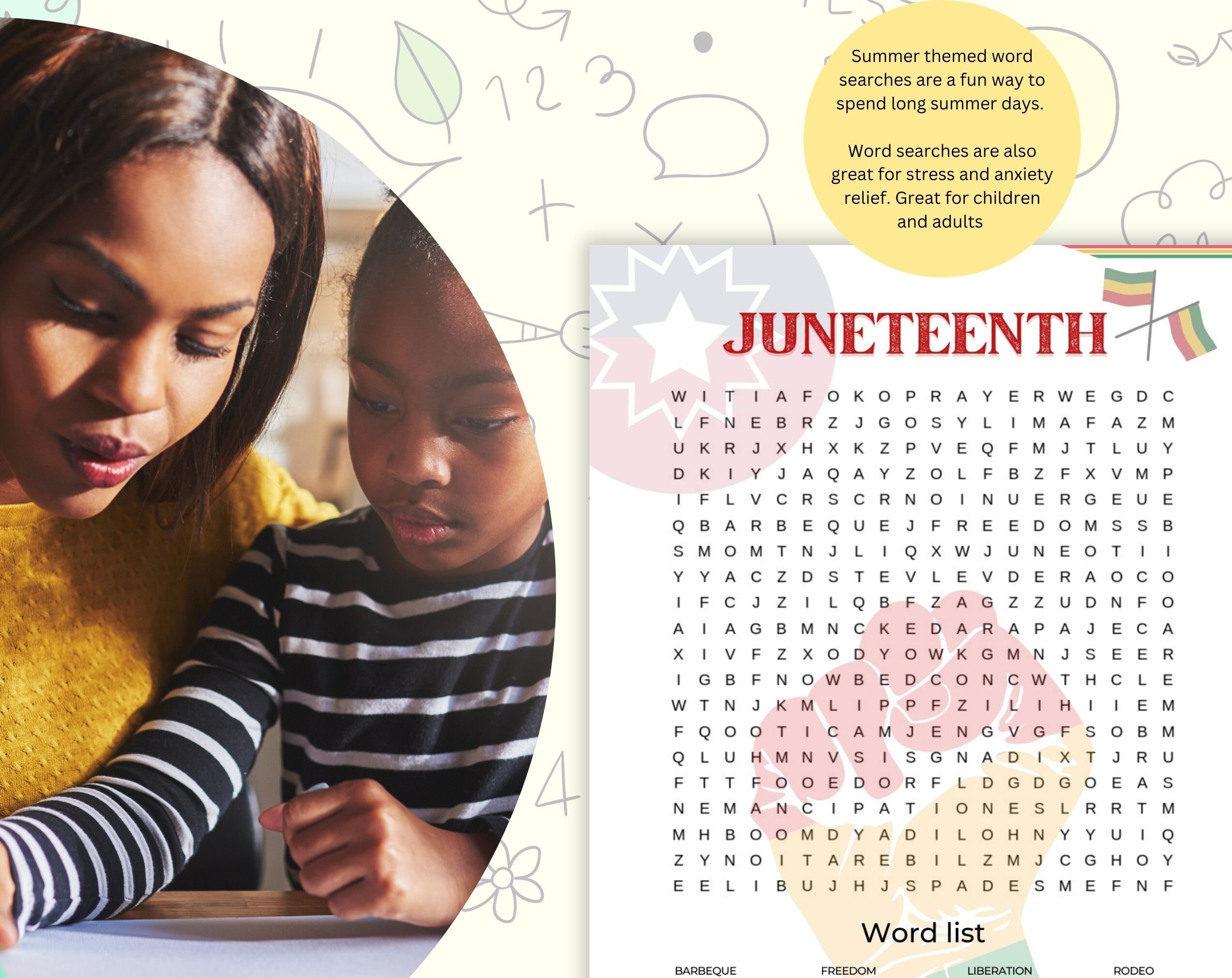 Summer Themed Word Search Printable 5 Word Search Puzzles Summertime ...