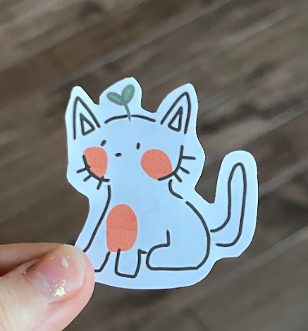 Cat Logo Sticker- "weather Proof" Sticker Paper", 4 1/2 Cm X 4 1/2 Cm ...