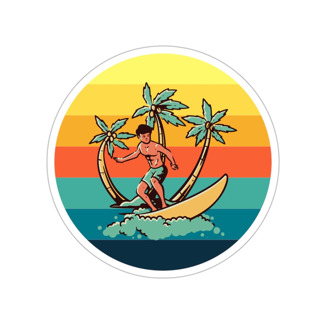 Surfin' the Tropical Beach Day Sticker - Etsy