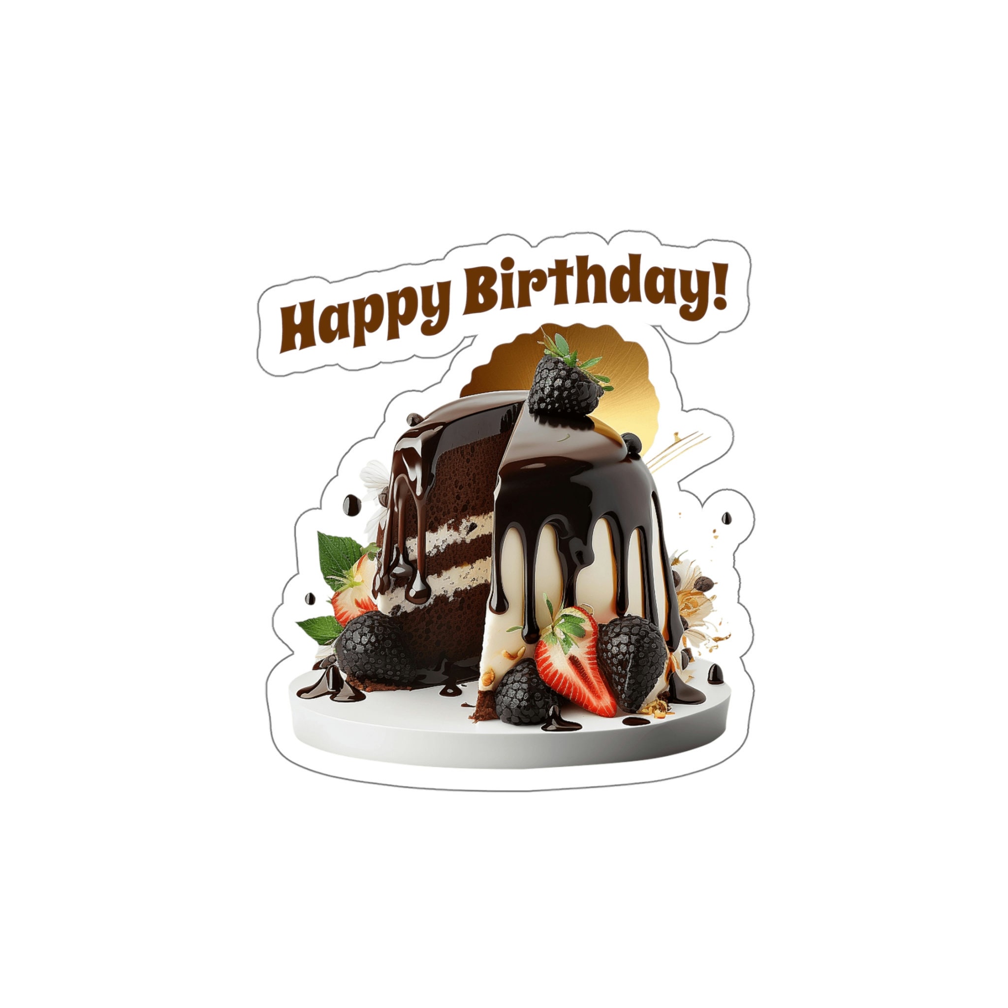 Happy Birthday Chocolate Cake Sticker - Etsy