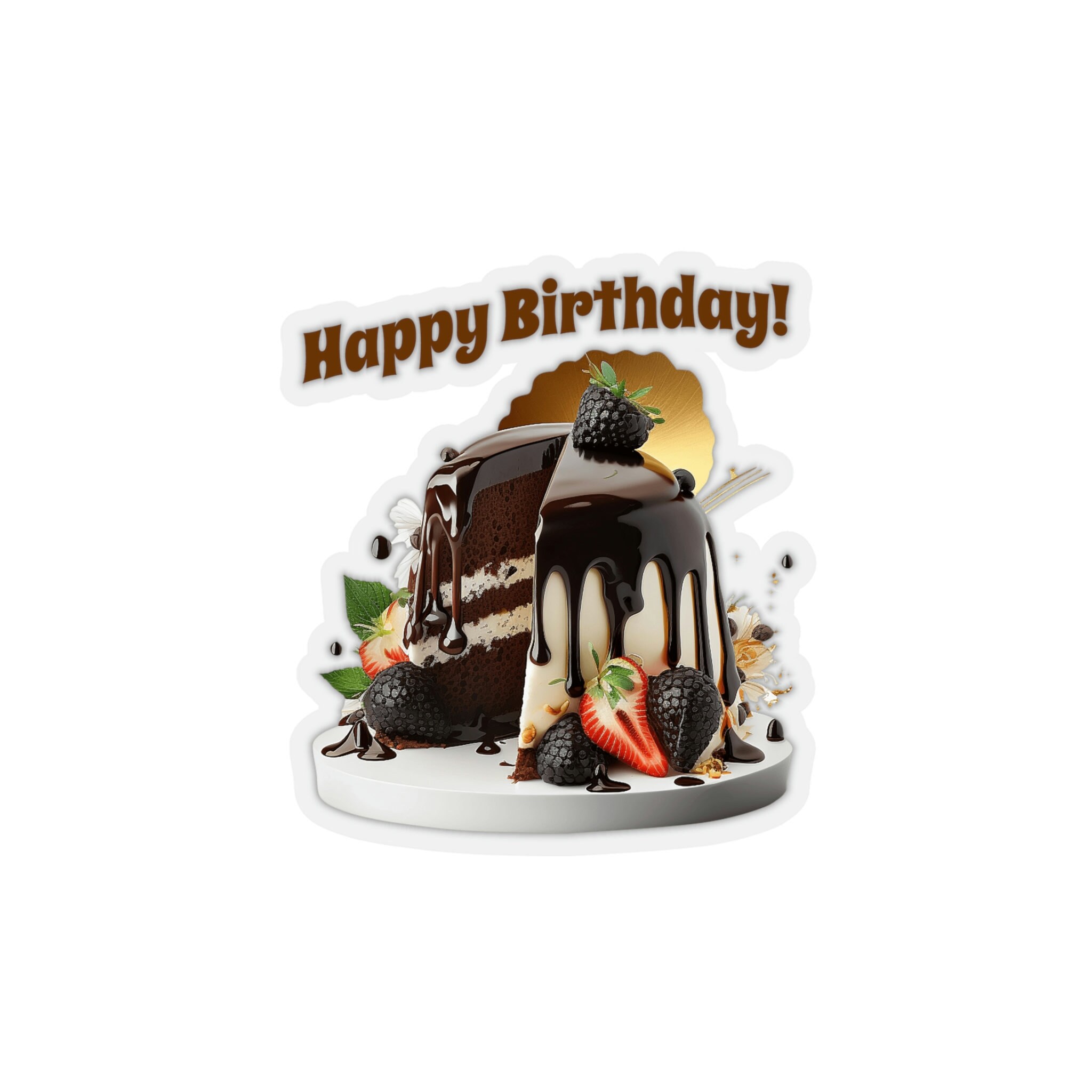 Happy Birthday Chocolate Cake Sticker - Etsy