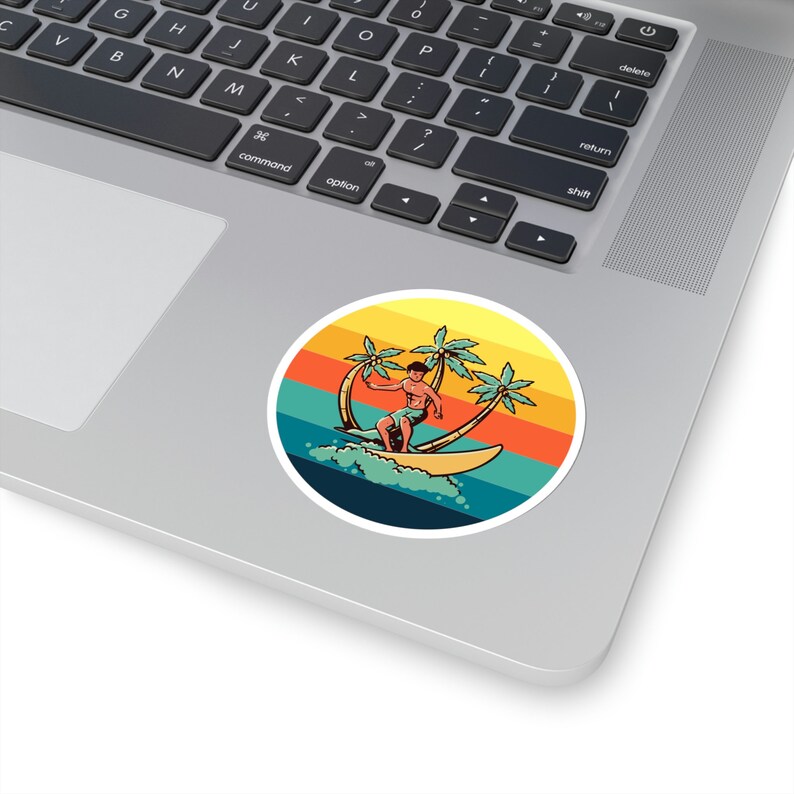 Surfin' the Tropical Beach Day Sticker - Etsy