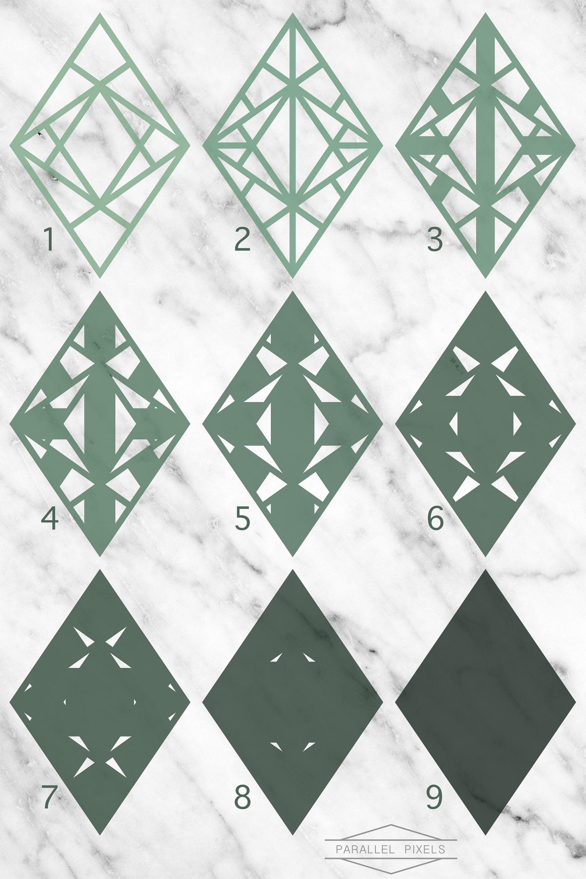 Geometric Diamond Layered CNC .svg .ai .dxf .dwg .pdf .eps Digital File ...