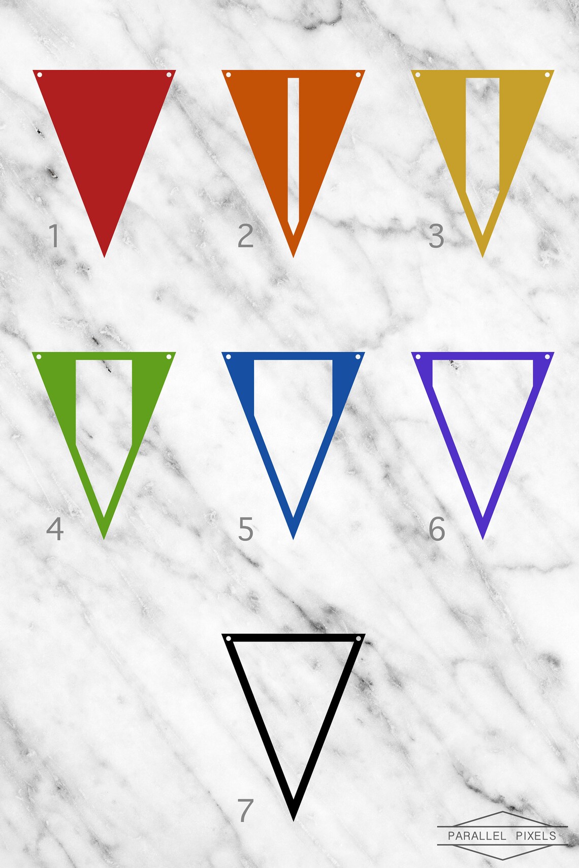 Layered Banner Bunting Flags CNC (.svg .ai .dxf .dwg .pdf .eps) Digital ...