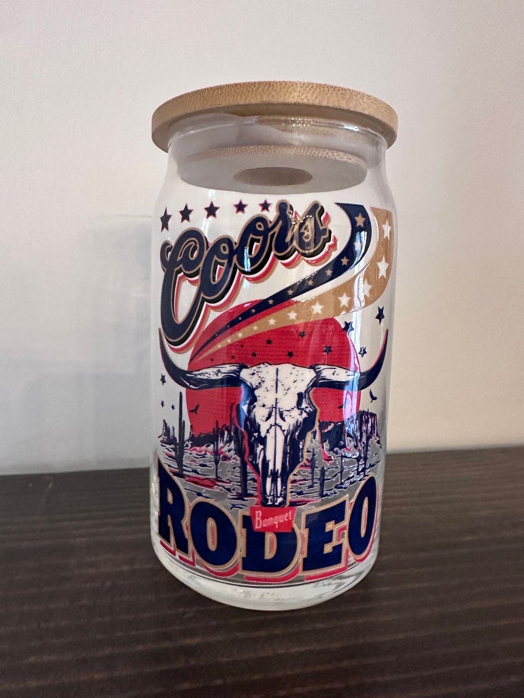 COORS Glass Cup With Bamboo Lid and Straw - Etsy