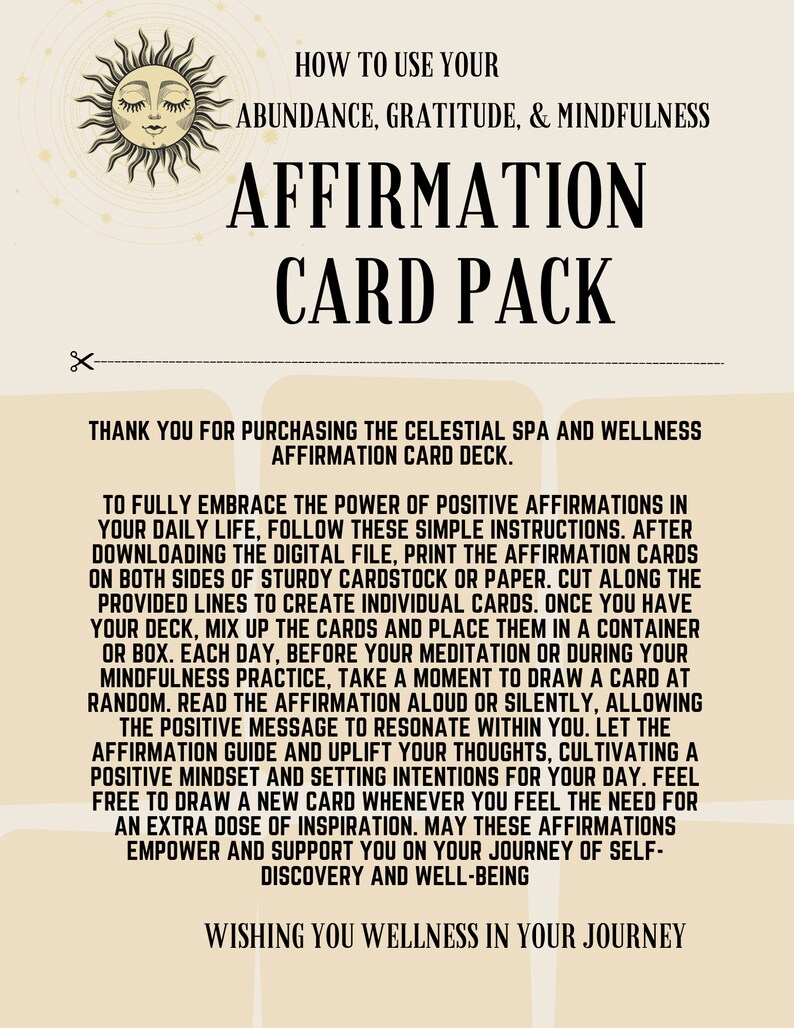 Affirmation Cards for Mindfulness and Abundance: Digital Download - Etsy