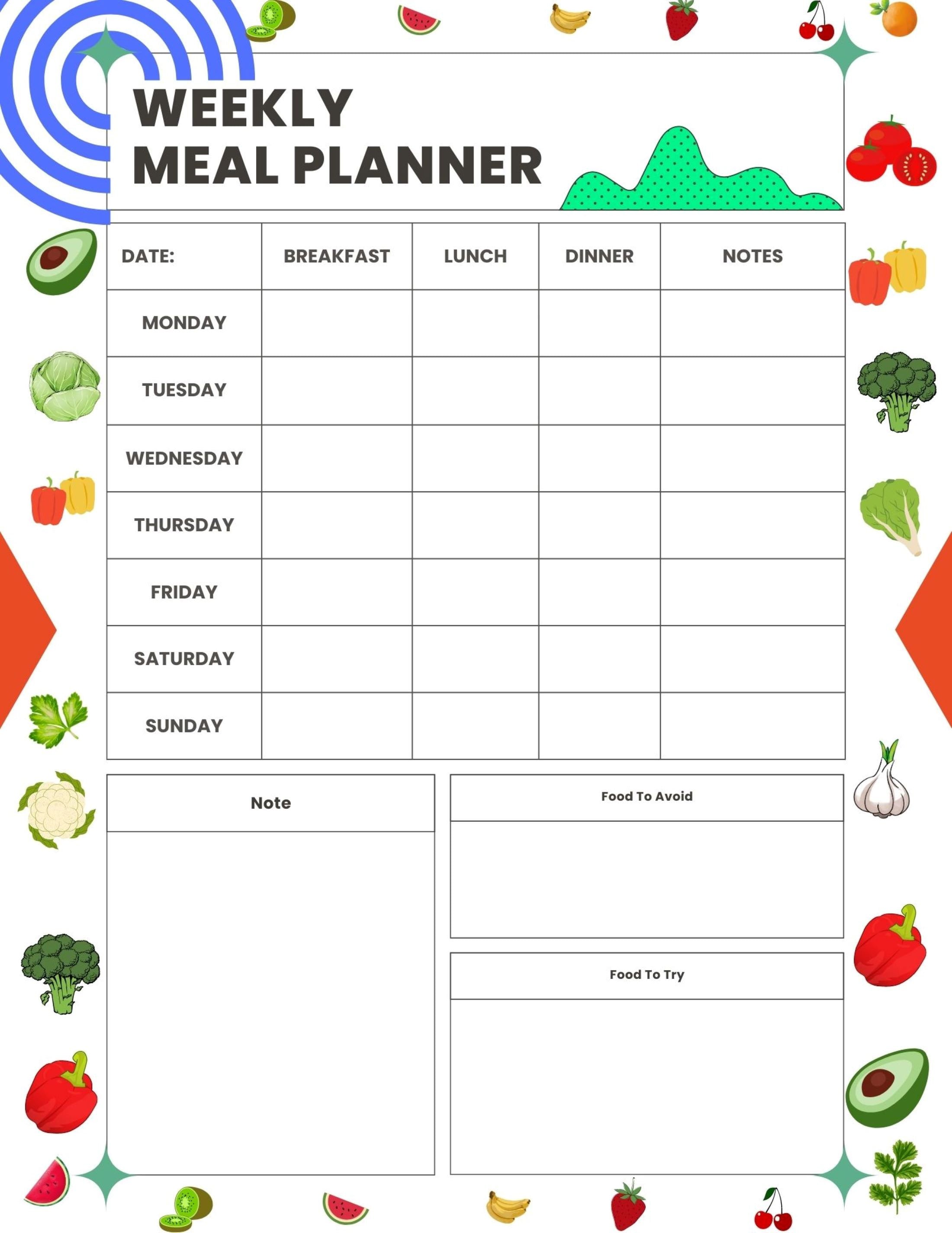 2023 Weekly Meal Planner Printable, Weekly Food Diary, Meal Tracker ...