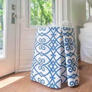 Handmade Box Pleated Round Tablecloth | Tableskirt | White, Blue ...