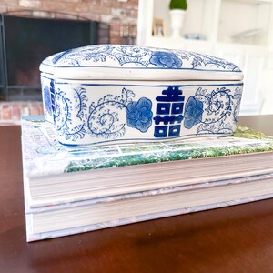 Porcelain Blue & White Chinoiserie Box With Lid - Etsy