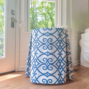 Handmade Box Pleated Round Tablecloth | Tableskirt | White, Blue ...