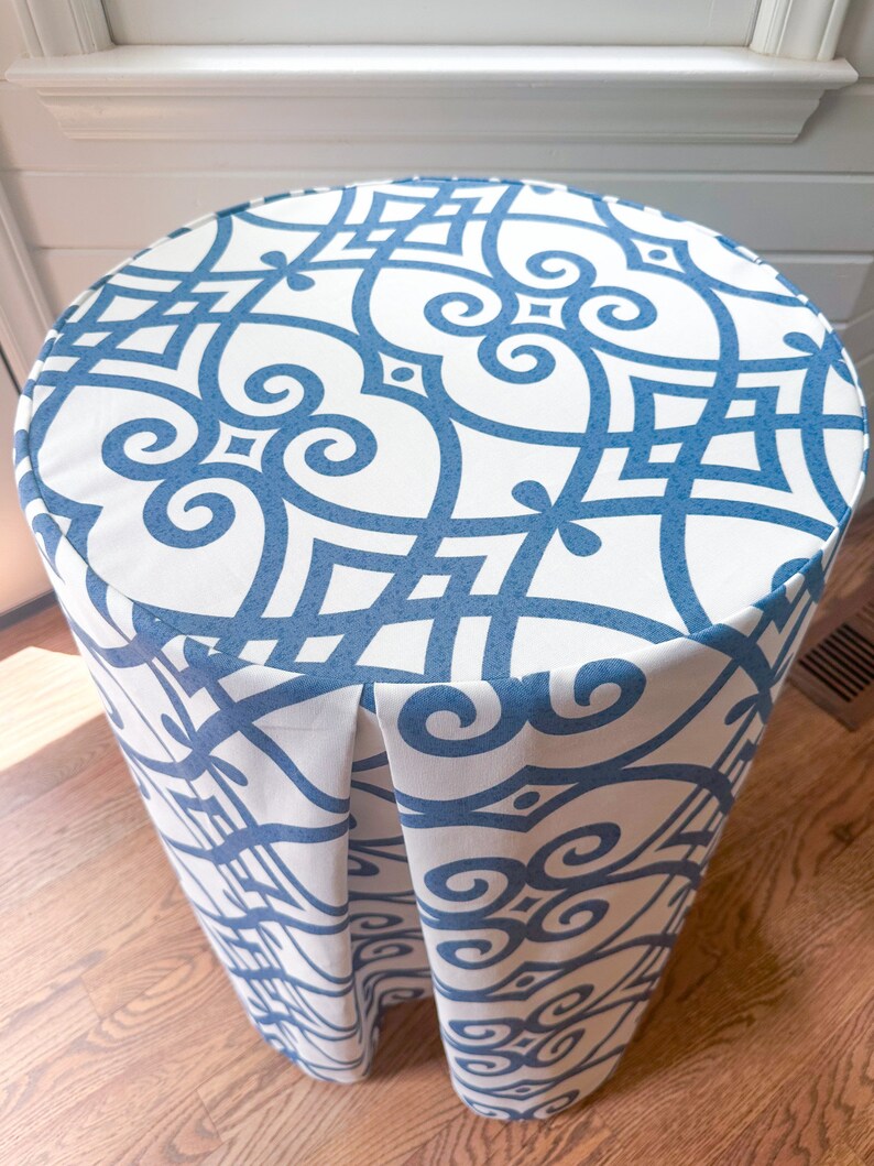 Handmade Box Pleated Round Tablecloth Tableskirt White, Blue ...